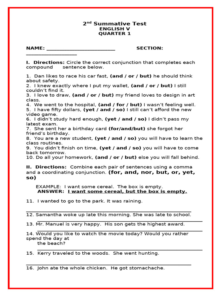 English V 2nd Summative Test Guide | PDF