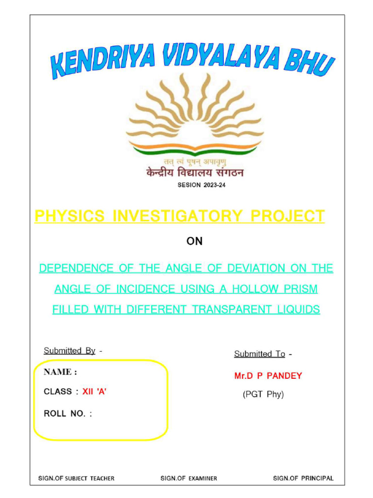 Investigate Dependency of Angle of Deviation On Angle of Incidence ...