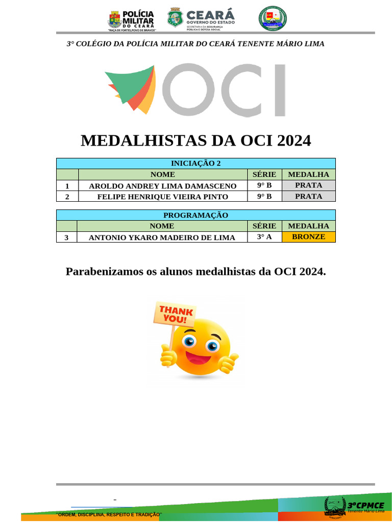 23 - Medalhistas Da Oci 2024 | PDF