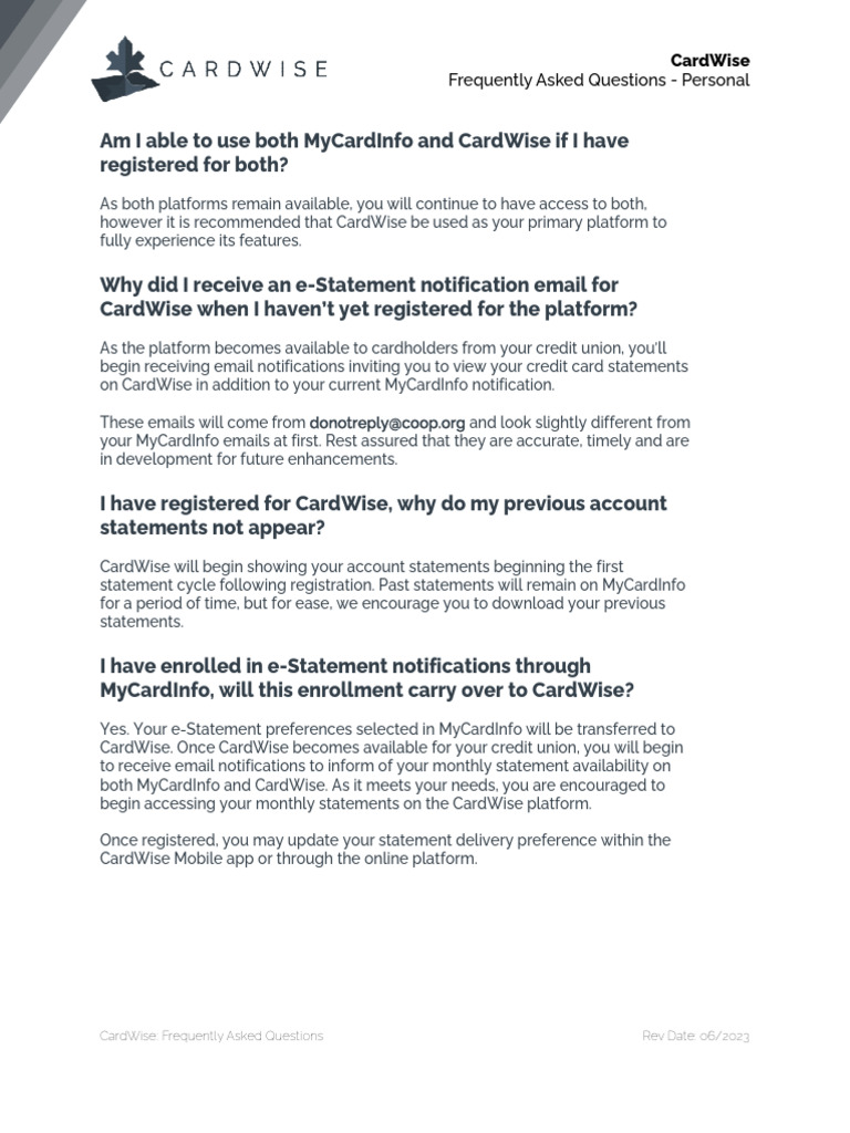 Cardwise Cardholder Faqs Personal June22 2023 | PDF | Credit Card | Computing