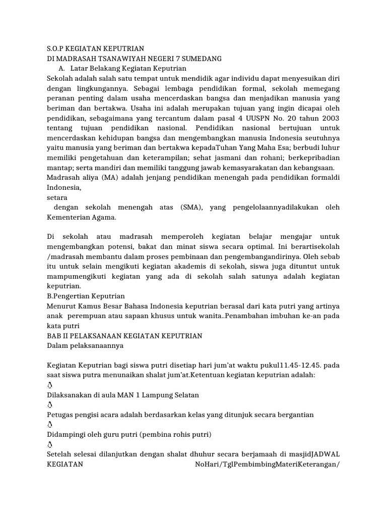 PROGRAM KEPUTRIAN | PDF