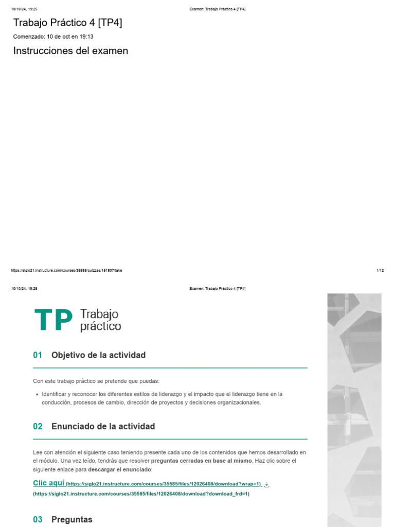 Examen - Trabajo Práctico 4 (TP4) 100% | PDF | Las emociones | Business