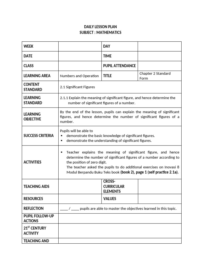 i8MBBT e-RPH Math F3 Chapter 2 | PDF | Lesson Plan | Teachers