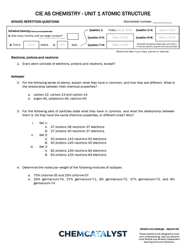 1 Atomic Structure Pdf Electron Configuration Proton