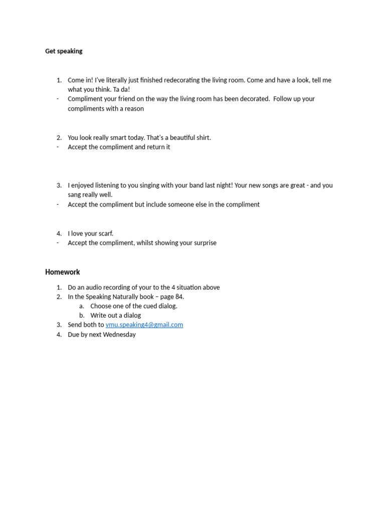 Speaking 1 - Week 10 | PDF