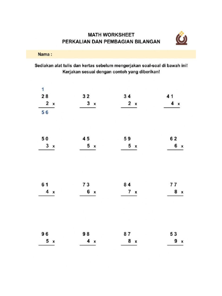 Perkalian Pendek 2 Angka | PDF