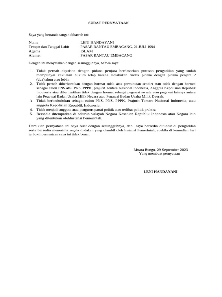 surat pernyataan LENI.pdf | PDF