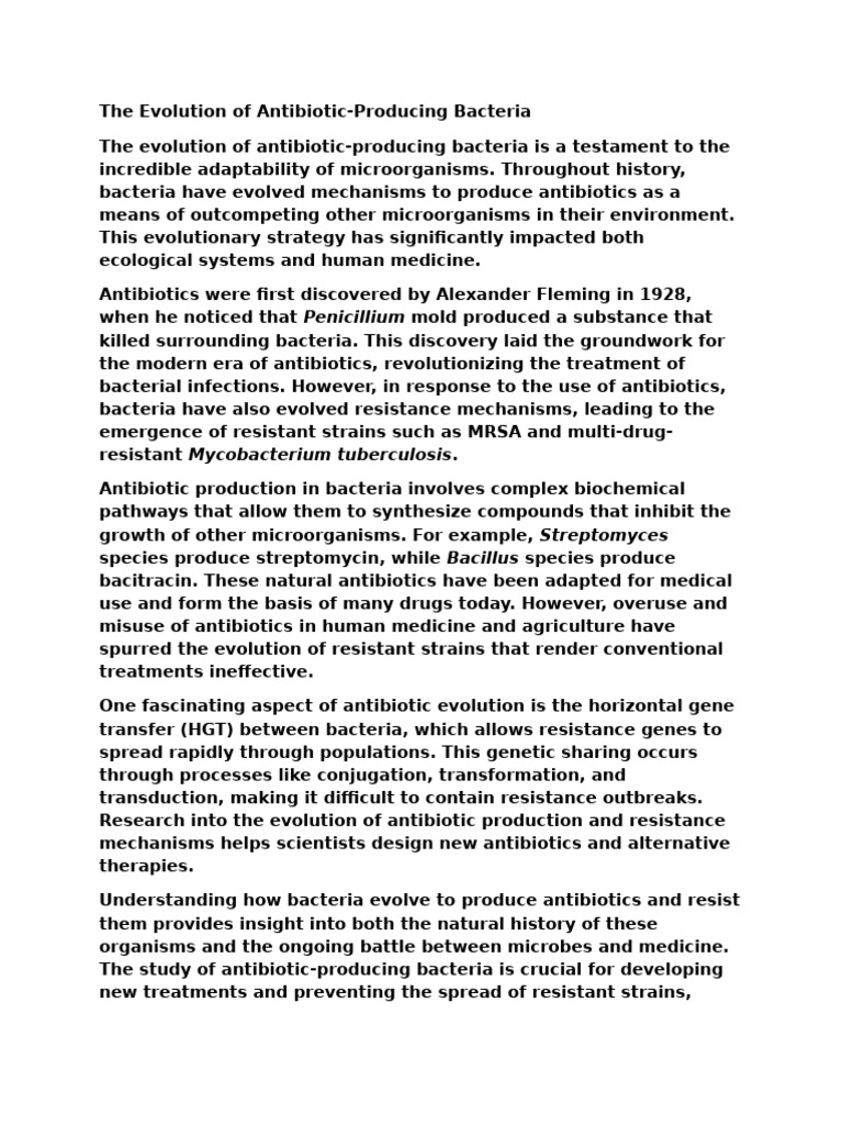 The Evolution of Antibiotic-Producing Bacteria | PDF | Bacteria ...