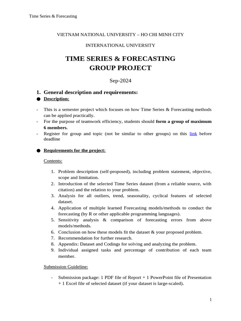 Time Series Project Guidelines 2024 | PDF | Time Series | Forecasting