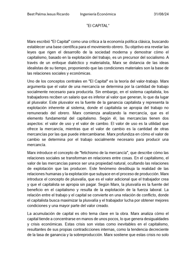 El Capital | PDF | Karl Marx | Capitalismo