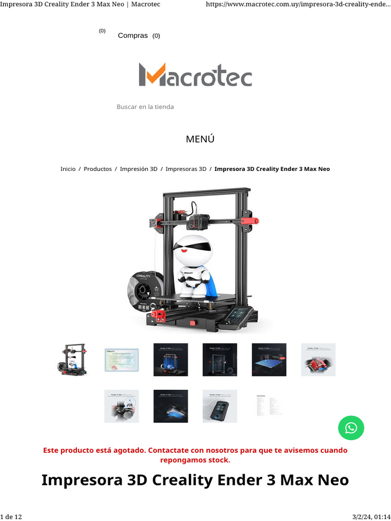 Impresora 3D Creality Ender 3 Max Neo Macrotec | PDF | Impresión 3d ... Impresora 3D Creality Ender 3 Max Neo Macrotec | PDF | Impresión 3d ...