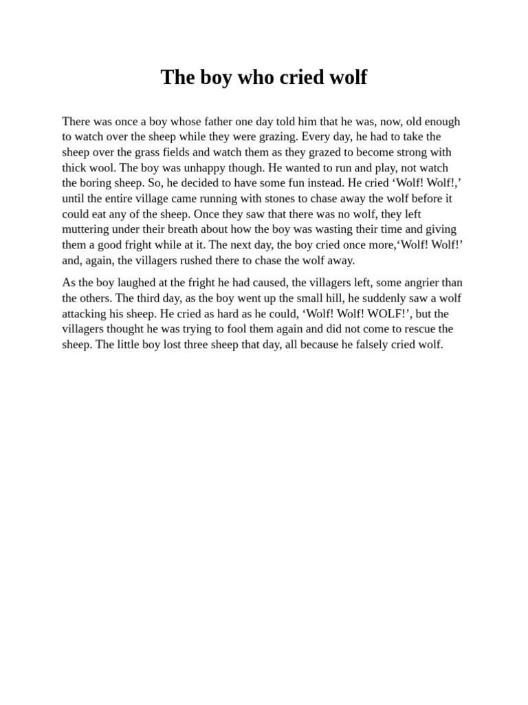 The boy who cried wolf | PDF