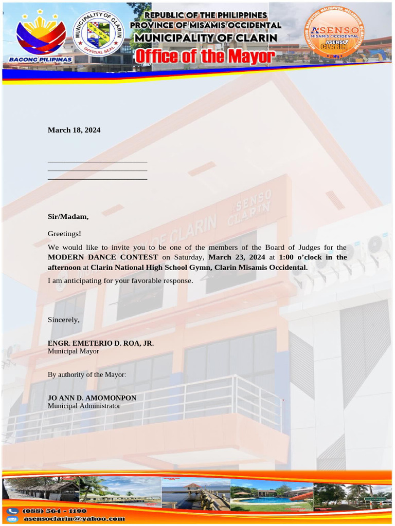 Letter For Judges For Modern Dance Contest | PDF