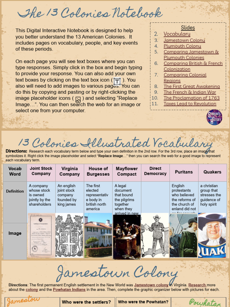 - Copy of 13 Colonies Digital Notebook Updated | PDF | Thirteen ...