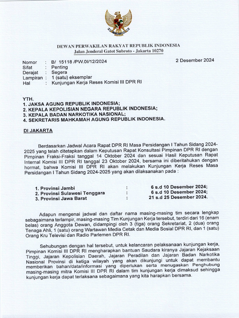 Undangan Kunker Reses MS.I THN 2024-2025 | PDF