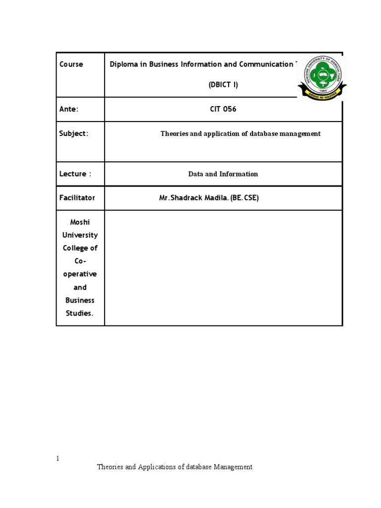 1 Theories and Applications of Database Management | PDF | Databases | Relational Database