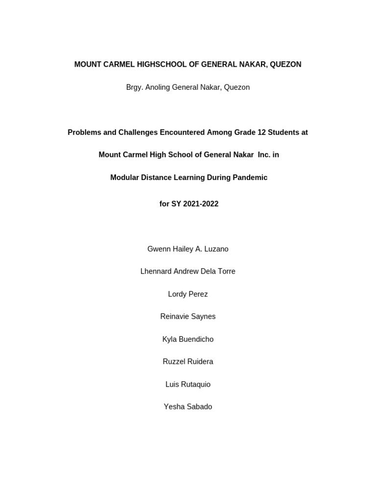Grade 12 Challenges in Modular Learning | PDF | Survey Methodology ...