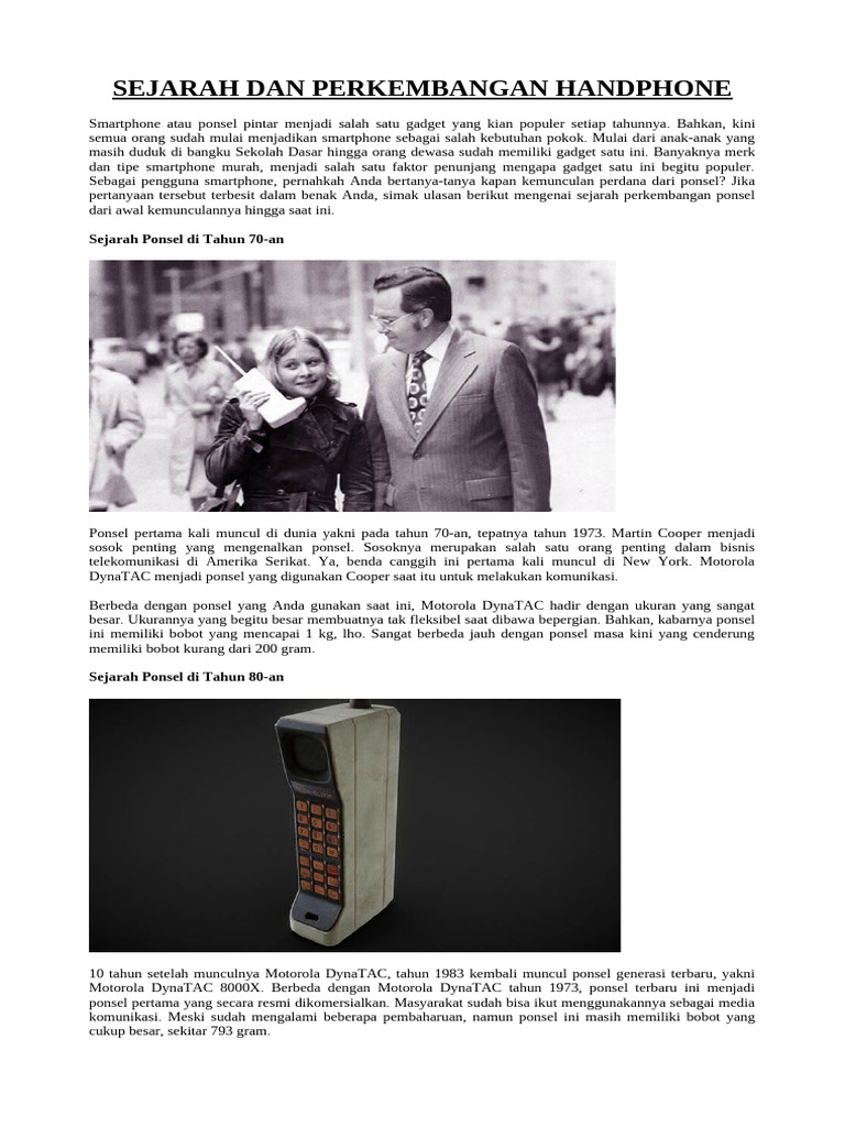 Sejarah Perkembangan Handphone dari 70-an | PDF