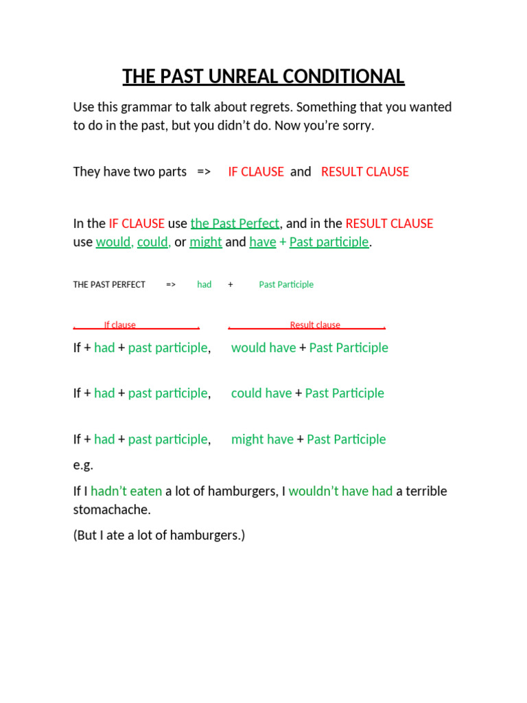 THE PAST UNREAL CONDITIONAl | PDF