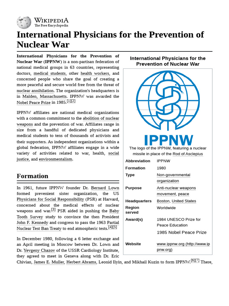 International Physicians For The Prevention of Nuclear War | PDF ...