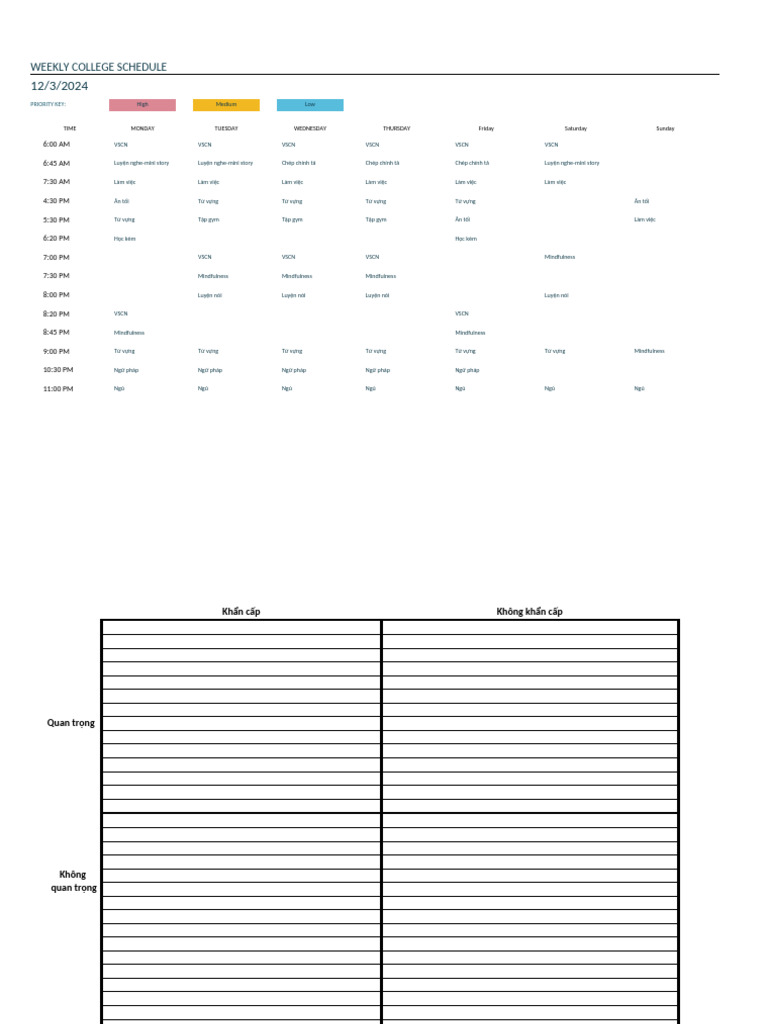 Weekly College Schedule | PDF