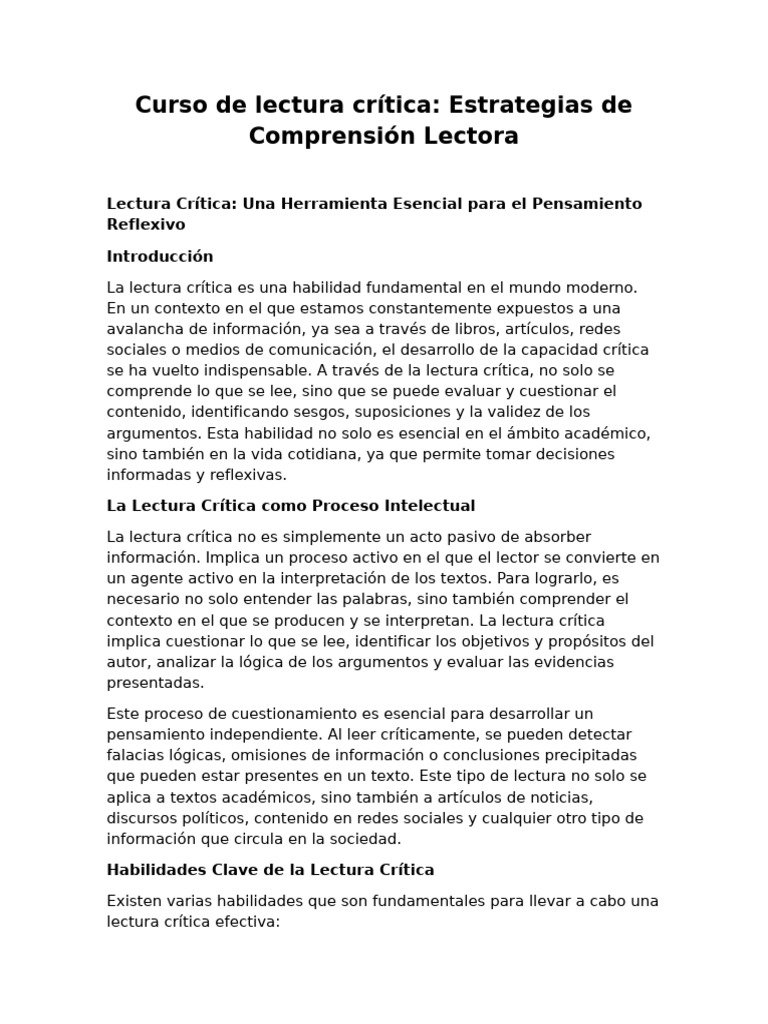 Estrategias para Lectura Crítica Efectiva | PDF | Pensamiento | Parcialidad
