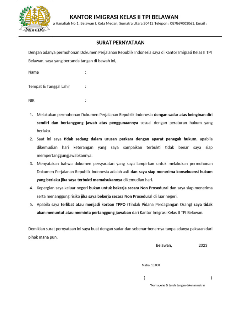 SURAT PERNYATAAN Update New | PDF
