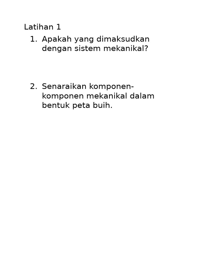 Mekanikal Latihan 1 | PDF