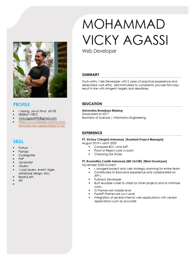 CV. Mohammad Vicky Agassi 2024 | PDF | Java Script | J Query
