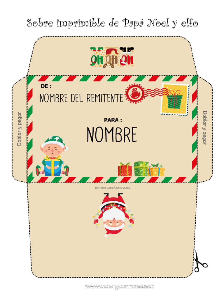 Nombre - Sobre-Imprimible-Gratis-De-Papa-Noel-Y-Elfo Sur | PDF