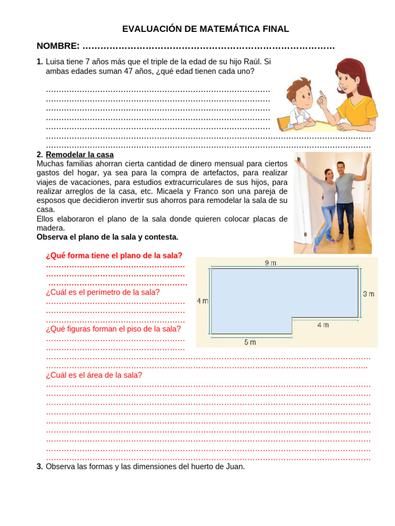 EVALUACIÓN DE MATEMÁTICA FINAL | PDF