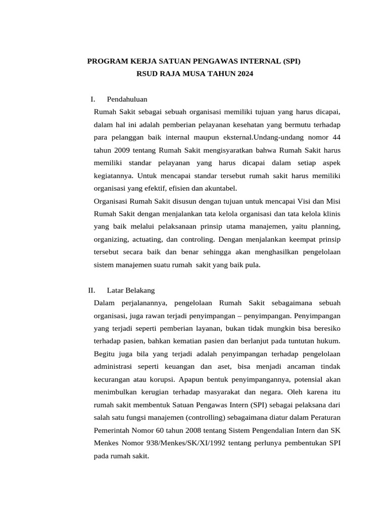 Program Kerja Spi Ta 2024 | PDF