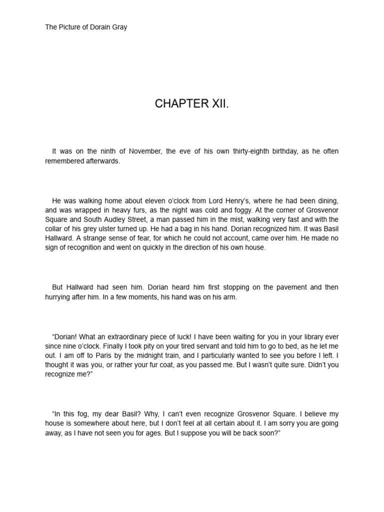 Chapters 12-13 Dorian Gray | PDF | The Picture Of Dorian Gray