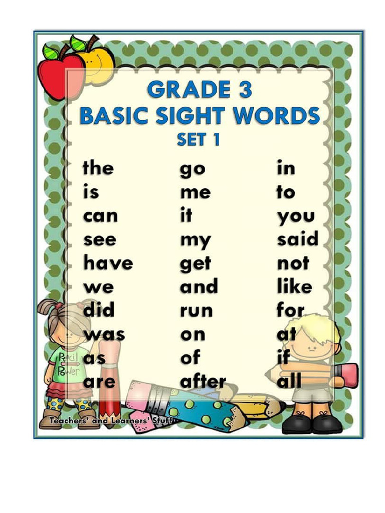 Basic Sight Words Grade 3 | PDF