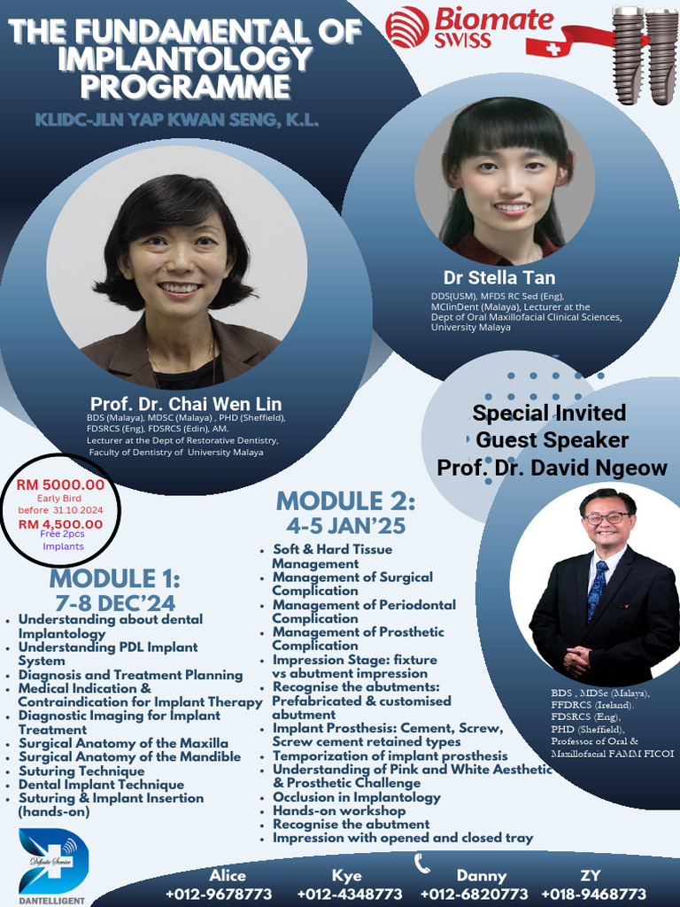 The Fundamental of Implantology Programme Dec'24 & Jan'25 | PDF | Dental Implant | Dentistry ...