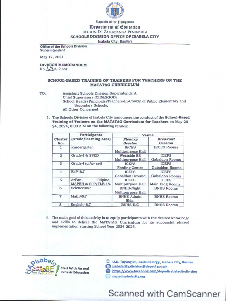 Matatag-training-memo | PDF
