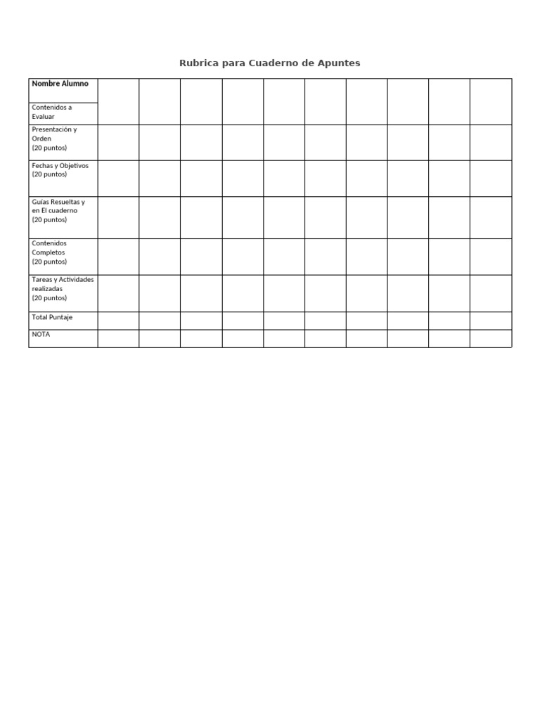 Evaluación de Cuaderno de Apuntes | PDF