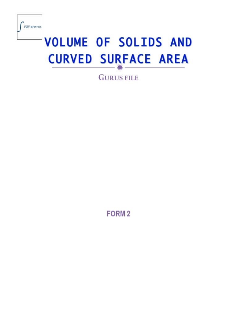 2.4 Volume of Solids and Curved Surface Area. | PDF | Area | Volume