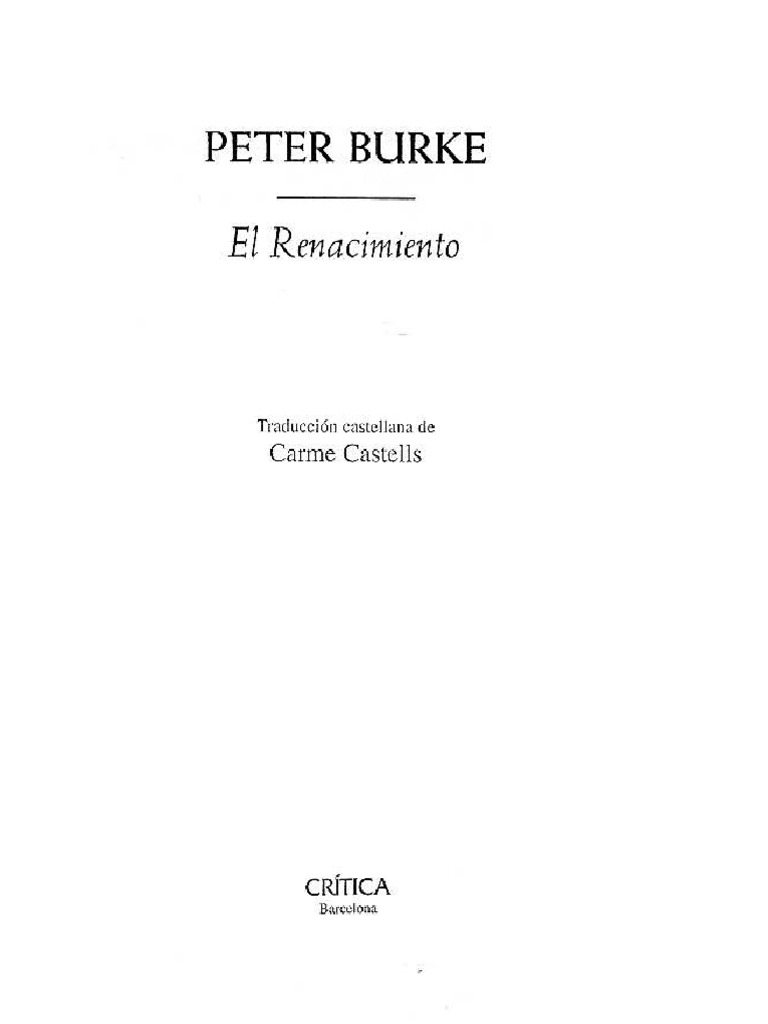 Peter Burke - El Renacimiento | PDF