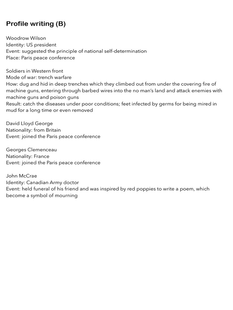 History Profile Writing | PDF