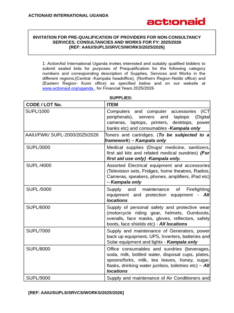 Detailed Advert For Prequalification 2025 - 2026 | PDF | Consultant
