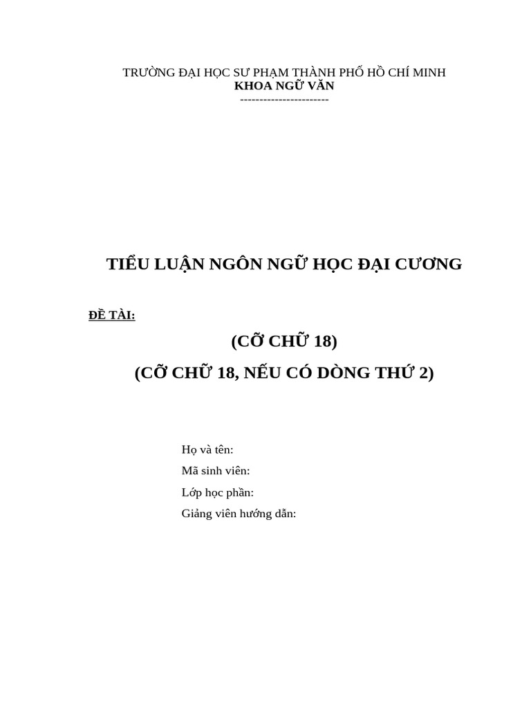 # Mẫu tiểu luận HCMUE - NNHĐC | PDF