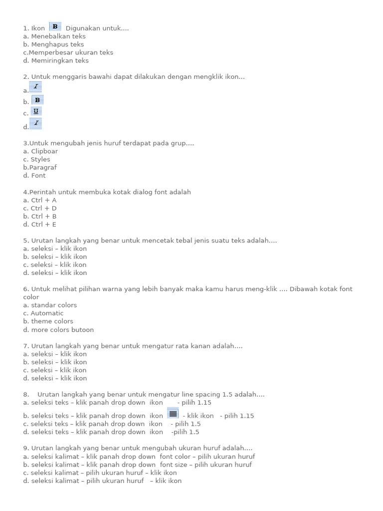 Soal Pas Tik Kelas 5 Semester 2 | PDF