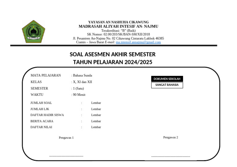 Kop Amplop Soal | PDF