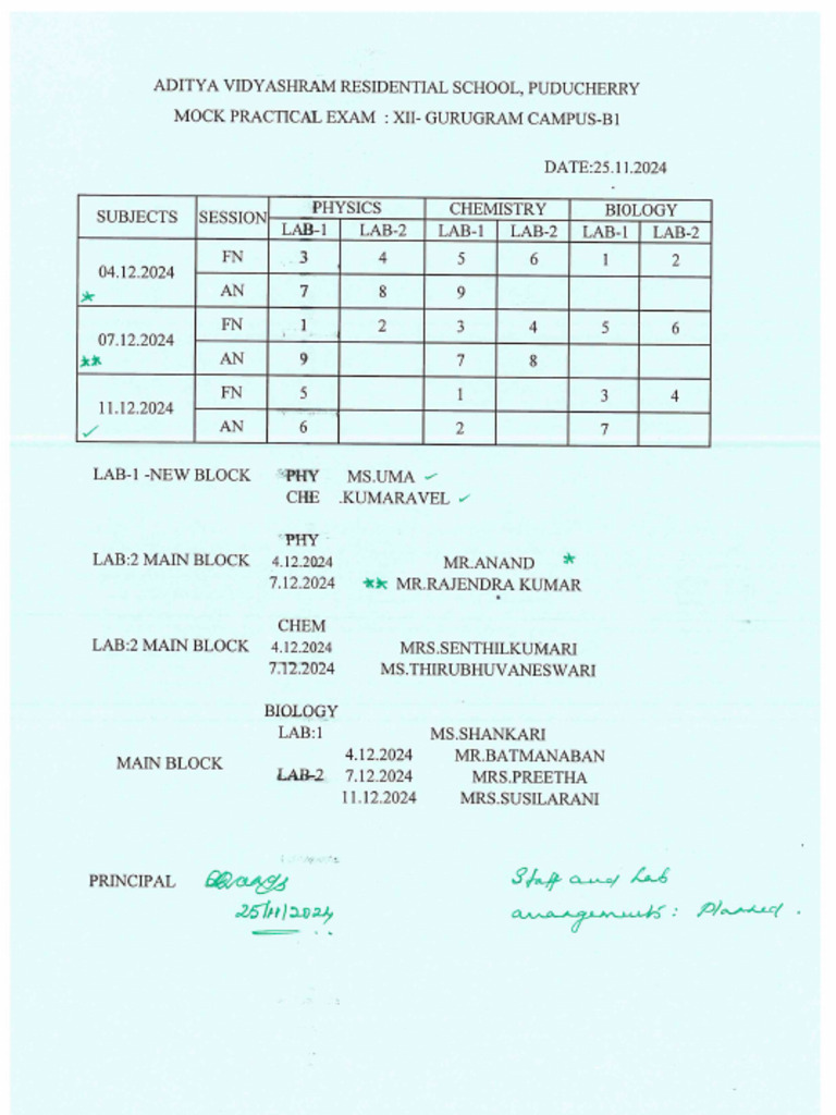 Mock Practical Exam Class XII - Gurugram B1 Campus | PDF