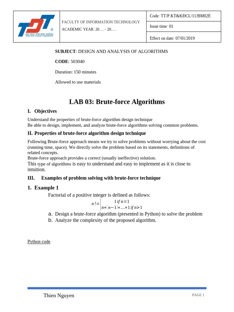 Lab03 Pdf Algorithms Computational Complexity Theory 9364