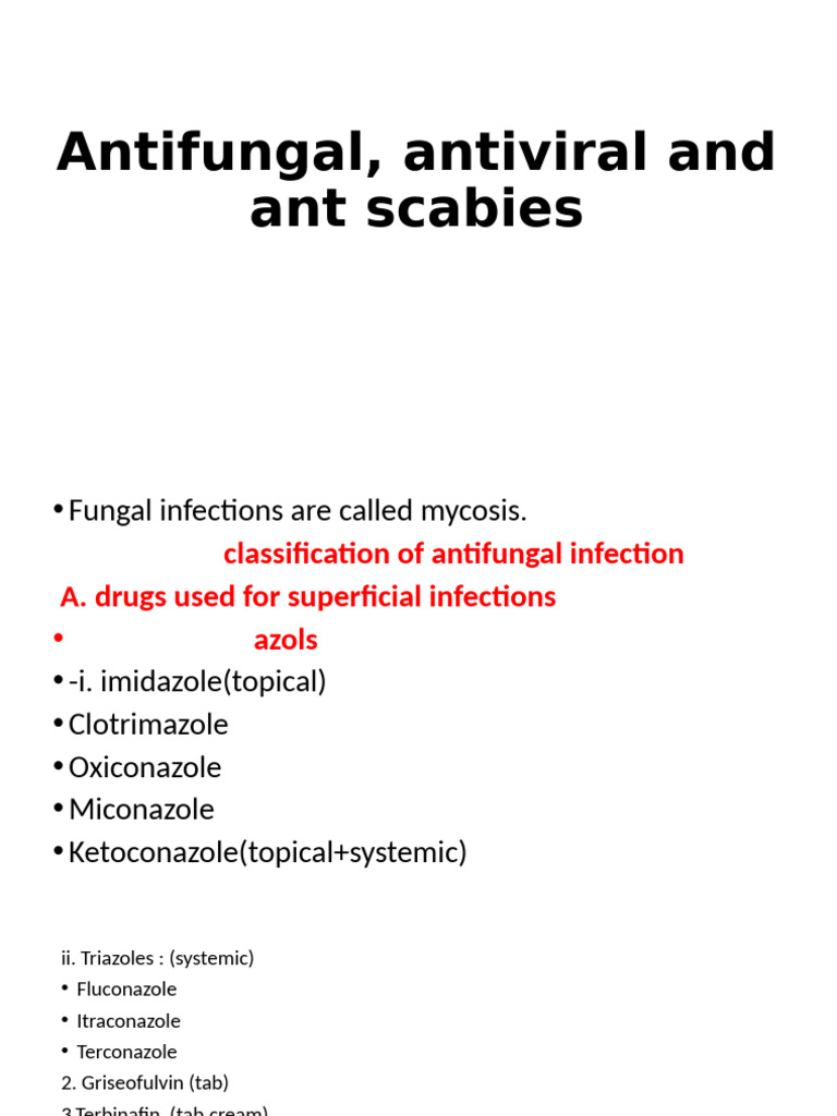 Antifungal, antiviral and ant scabies | PDF | Clinical Medicine | Biocides