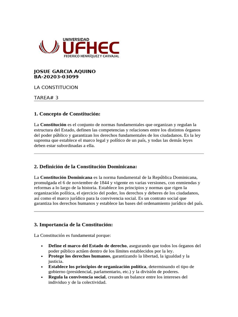 Tarea #3 EDU CONST | PDF | Constitución | Derechos humanos
