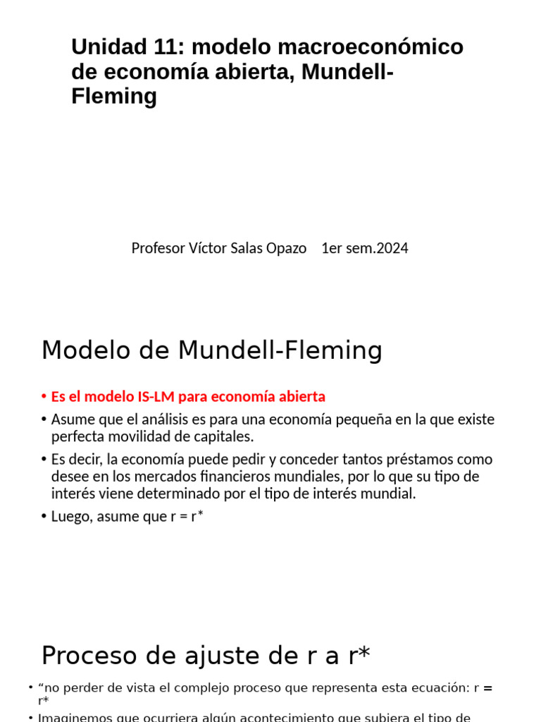 UNIDAD 11 Modelo Macroeconómico de Economía Abierta. Mundell Fleming ...