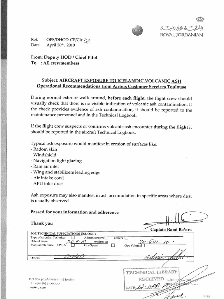 734 Aircraft Exposure To Icelandic Volcanic Ash | PDF